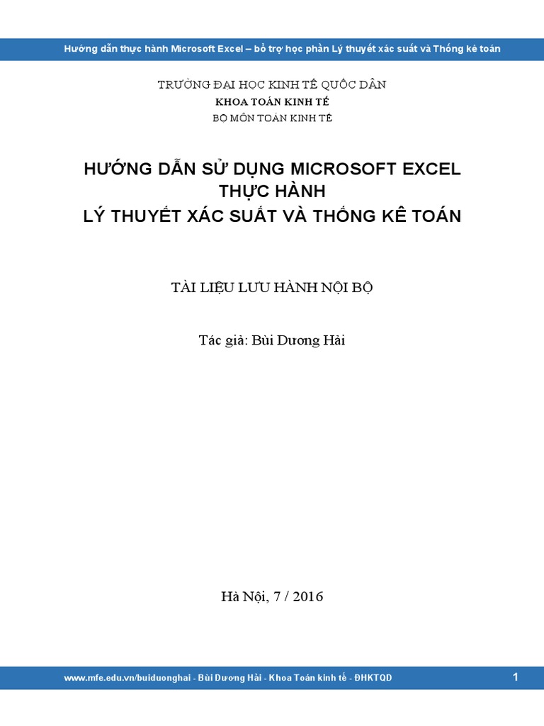 Hướng dẫn thực hành Excel (BDH) PDF | PDF