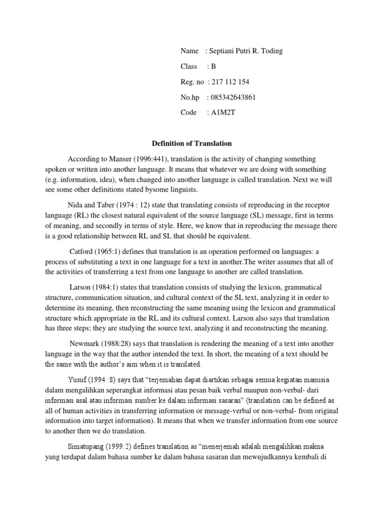 Definition of Translation | PDF | Translations | Semantics