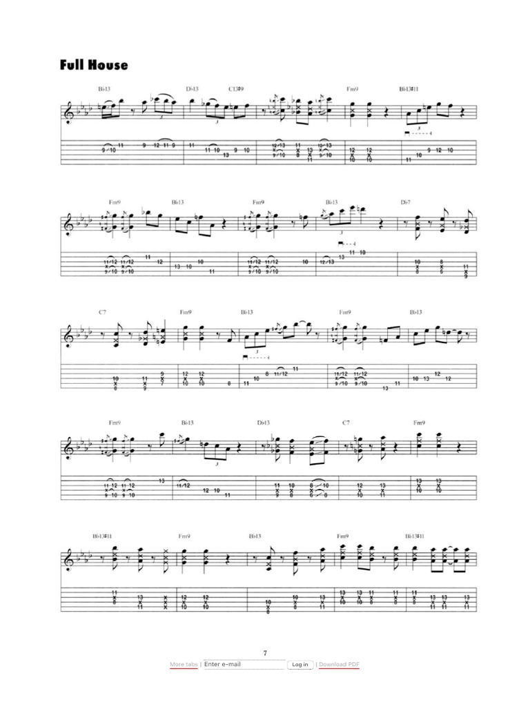 Full House - Wes Montgomery - Guitar Tablature PDF | PDF