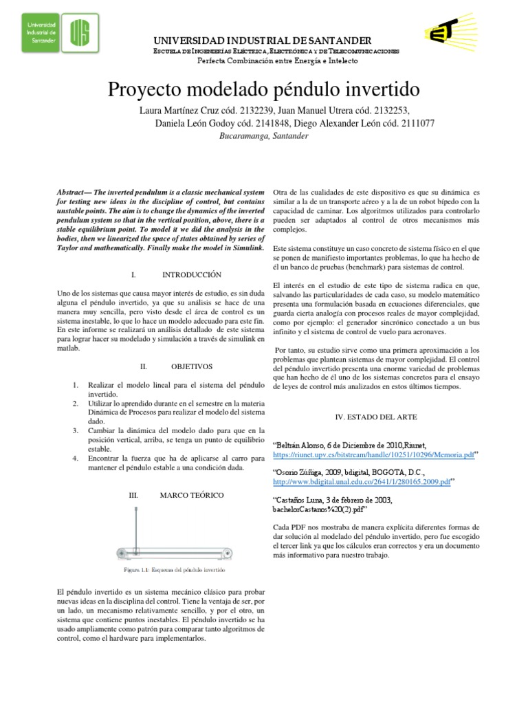 Proyecto Pendulo Invertido | PDF | Péndulo | Física