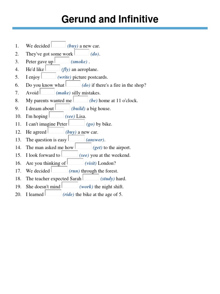 Gerund and Infinitive Exercise | PDF