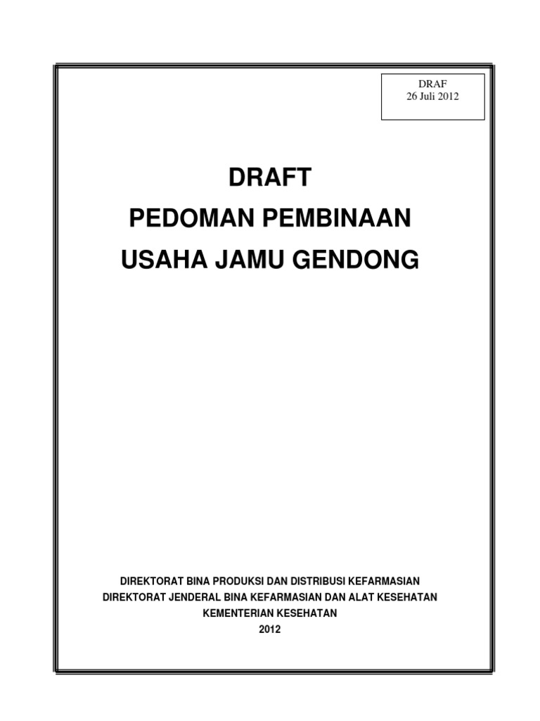 Draft Pedoman Pembinaan Usaha Jamu Gendong | PDF
