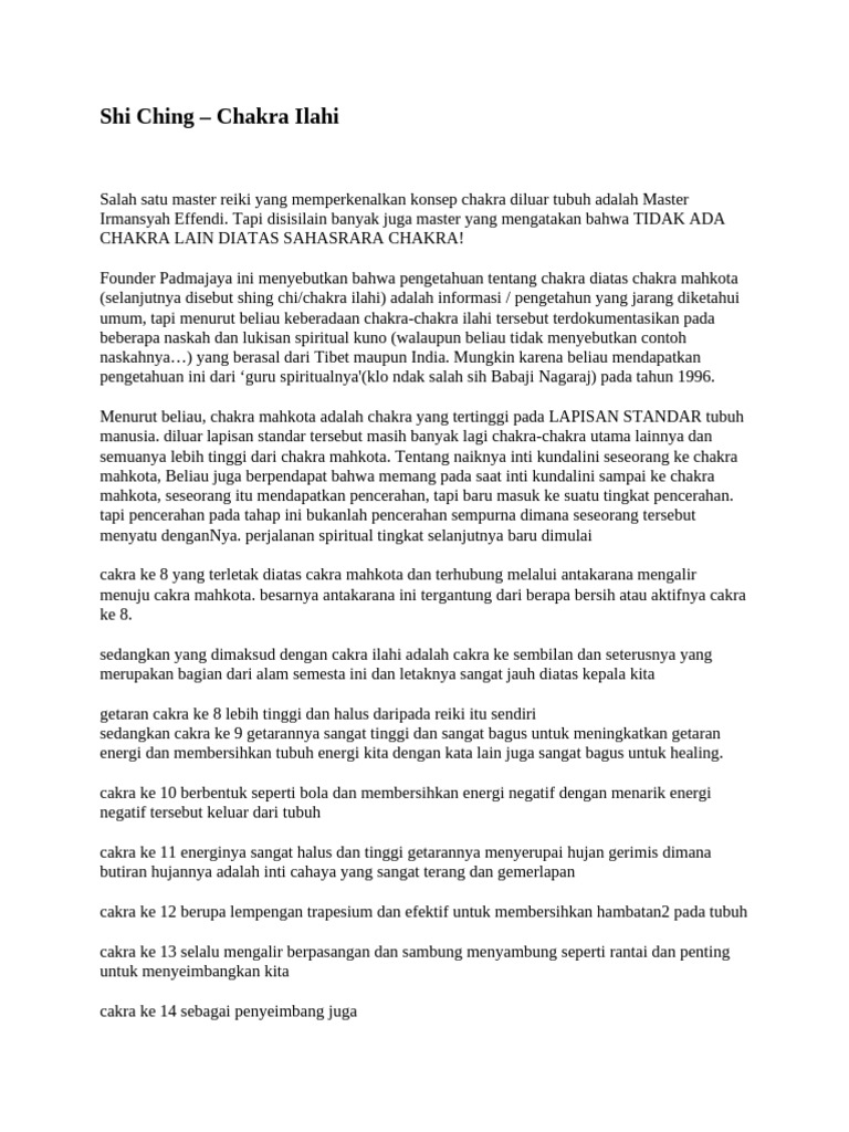 Shi Ching - Chakra Ilahi | PDF