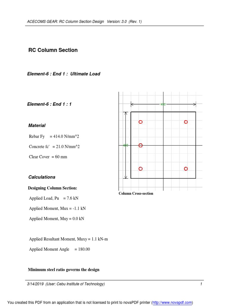 RC Column Section: Element-6: End 1: Ultimate Load | PDF | Gear | Column