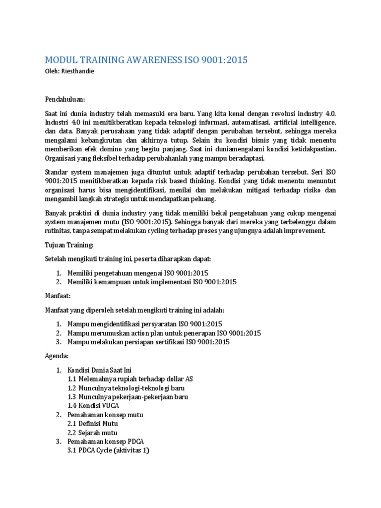 Modul Iso 9001:2015 | PDF | Teknologi & Rekayasa