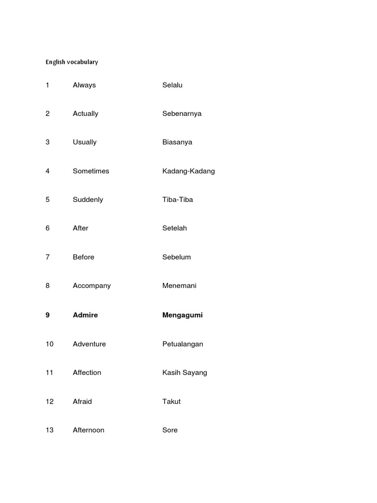 English Vocabulary | PDF