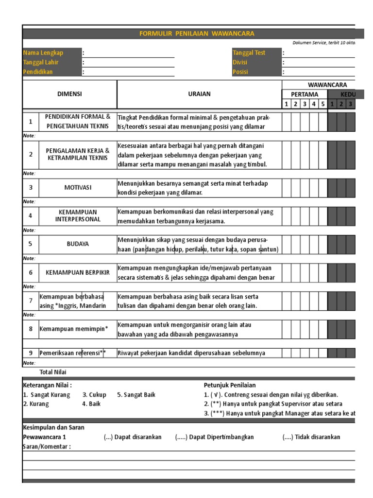 3.form Penilaian Interview | PDF