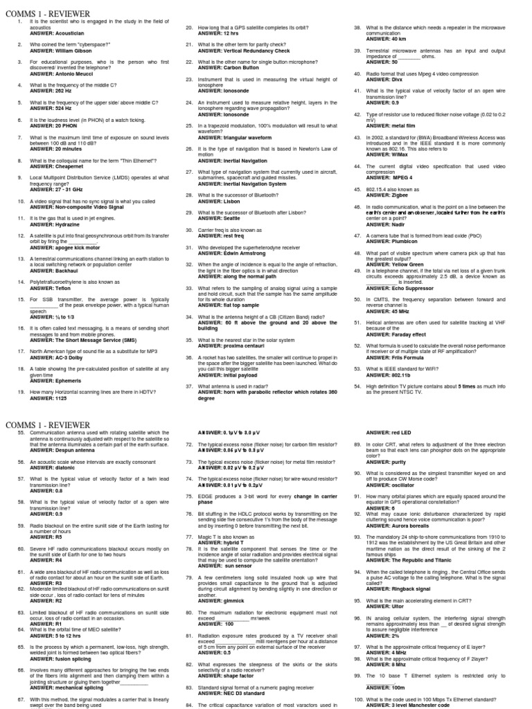 Comms 12 Reviewer | PDF | Transmitter | Radio