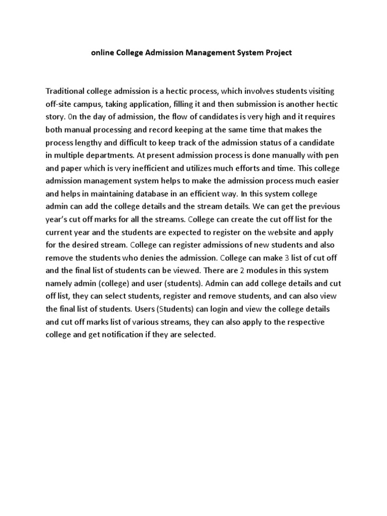 Online College Admission Management System Project | Download Free PDF ...