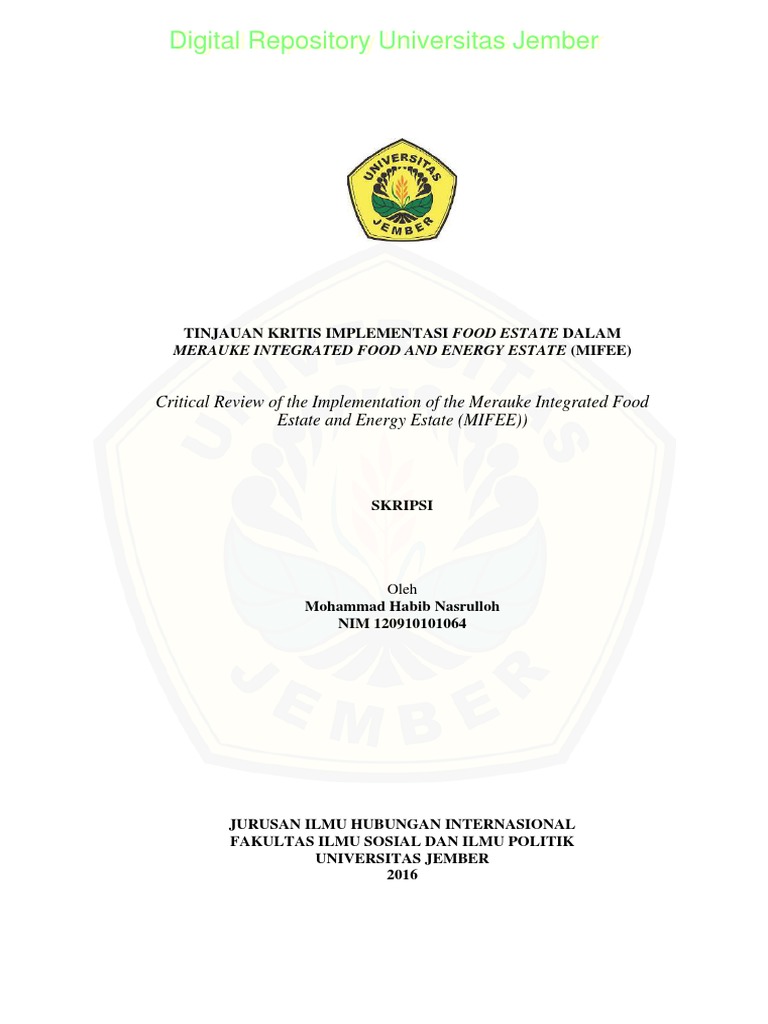 Implementasi Food Estate Dalam Merauke Integrated Food and Energy ...