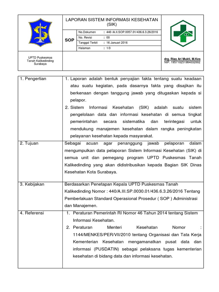 Sop Laporan Sik Print | PDF