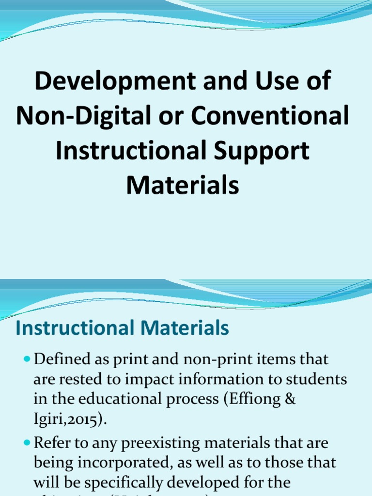 Development and Use of Non Digital or Conventional Instructional | PDF ...