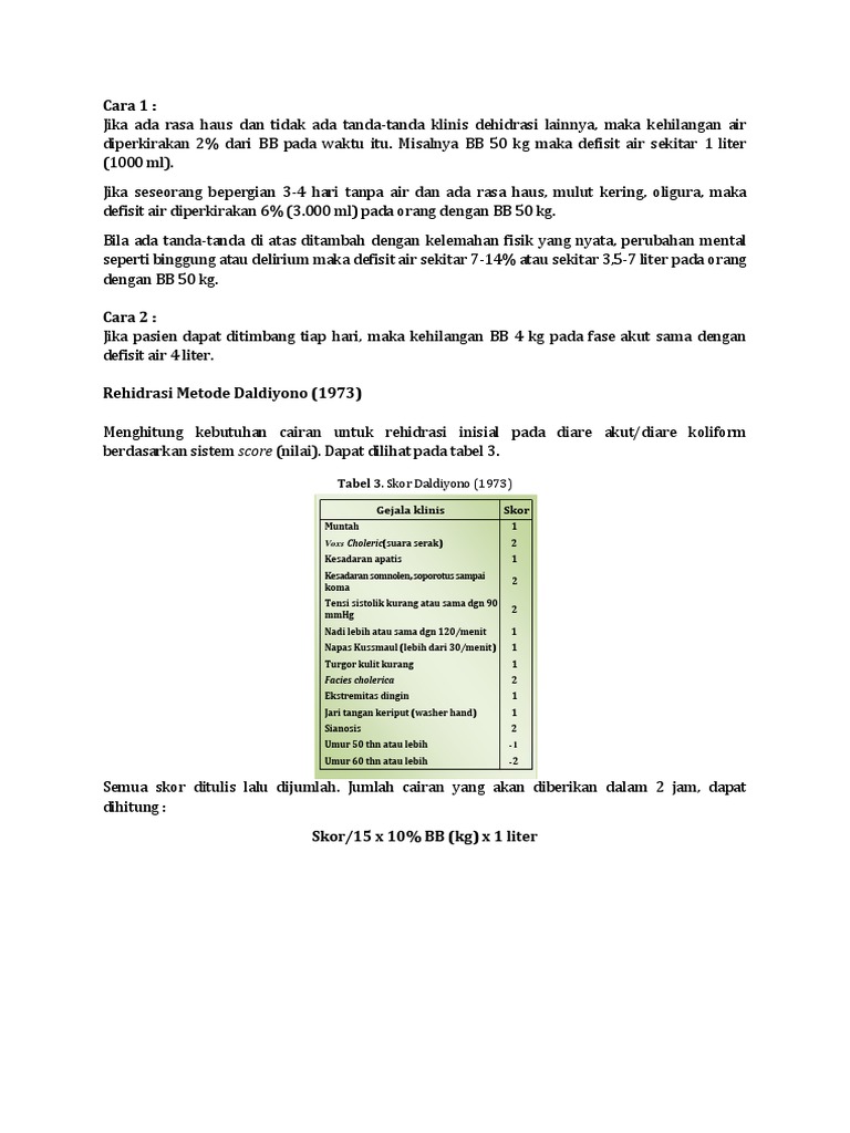 Cara Menghitung Dehidrasi | PDF