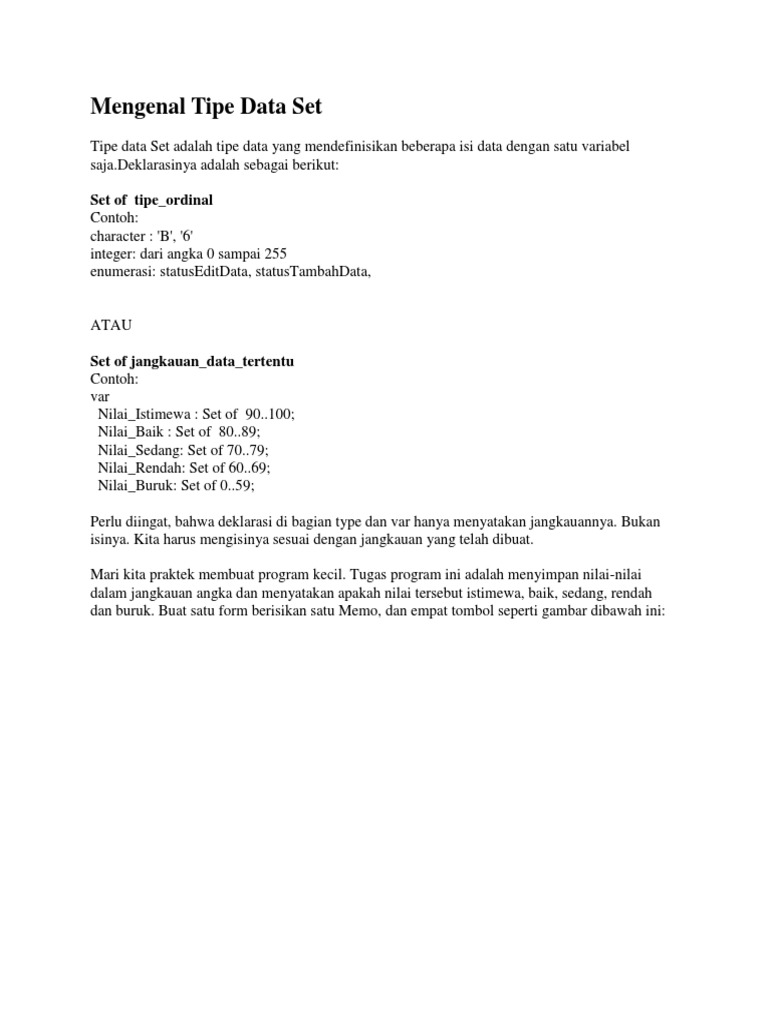 Mengenal Tipe Data Set | PDF