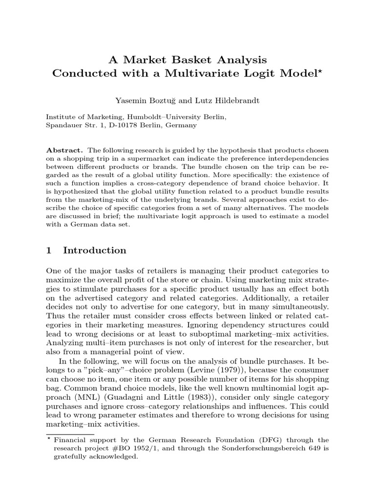 A Market Basket Analysis Conducted With A Multivariate Logit Mod | PDF ...