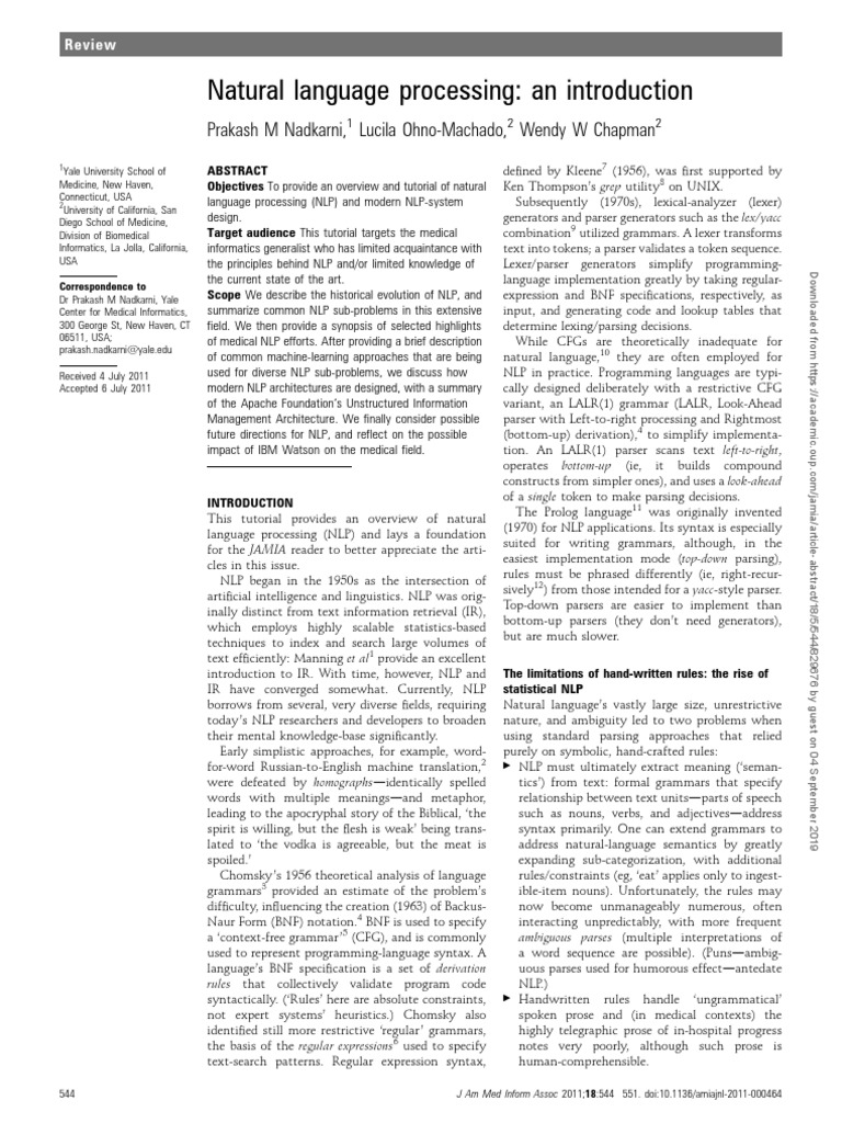 NLP An Introduction PDF | PDF | Parsing | Speech Recognition