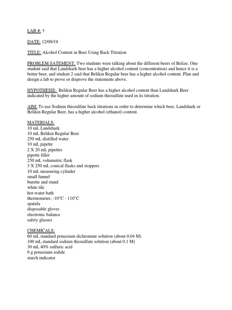 PD Lab | PDF | Titration | Chemistry
