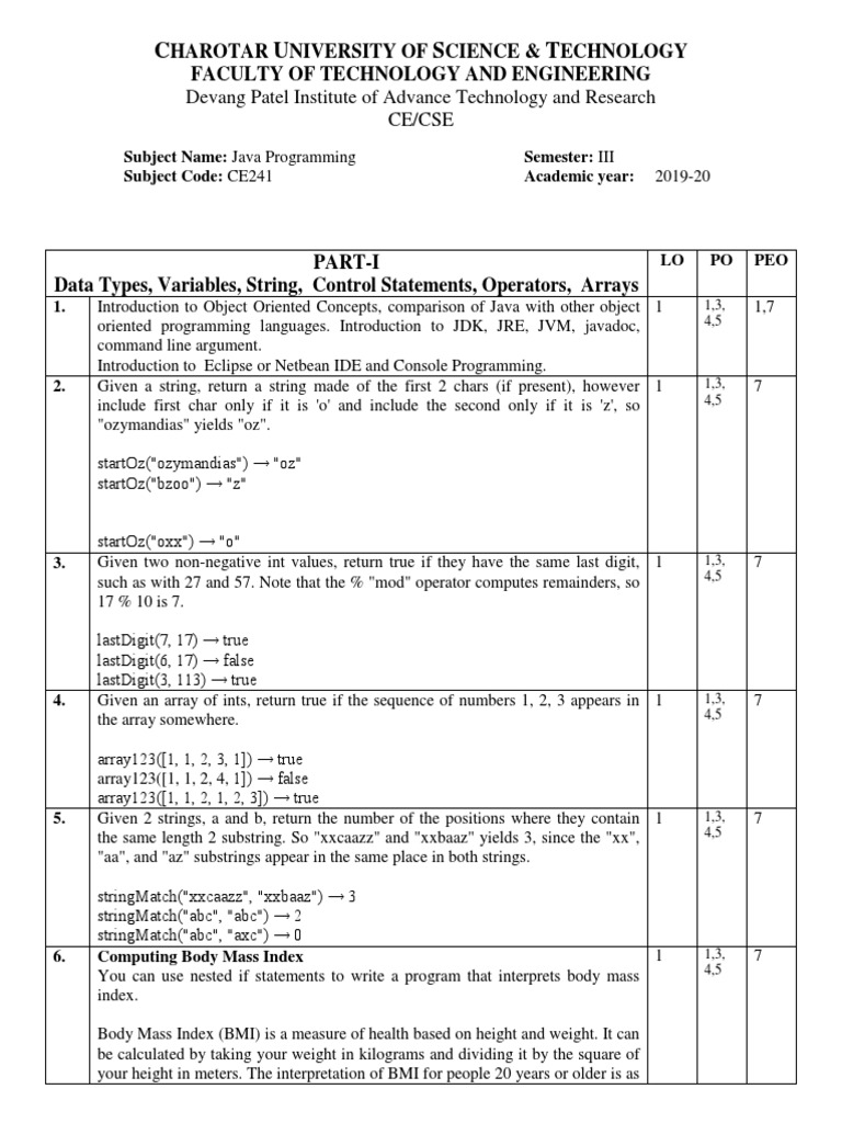 CE251 Java Practical List PDF | PDF | Body Mass Index | World Wide Web CE251 Java Practical List PDF | PDF | Body Mass Index | World Wide Web