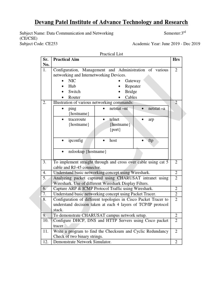 Networking Practical Exercises List | PDF