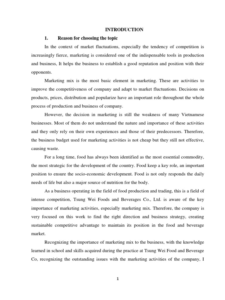 Reason For Choosing The Topic | PDF | Strategic Management | Marketing