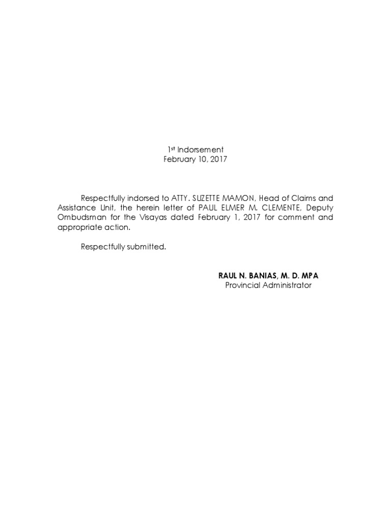 1st Indorsement | PDF