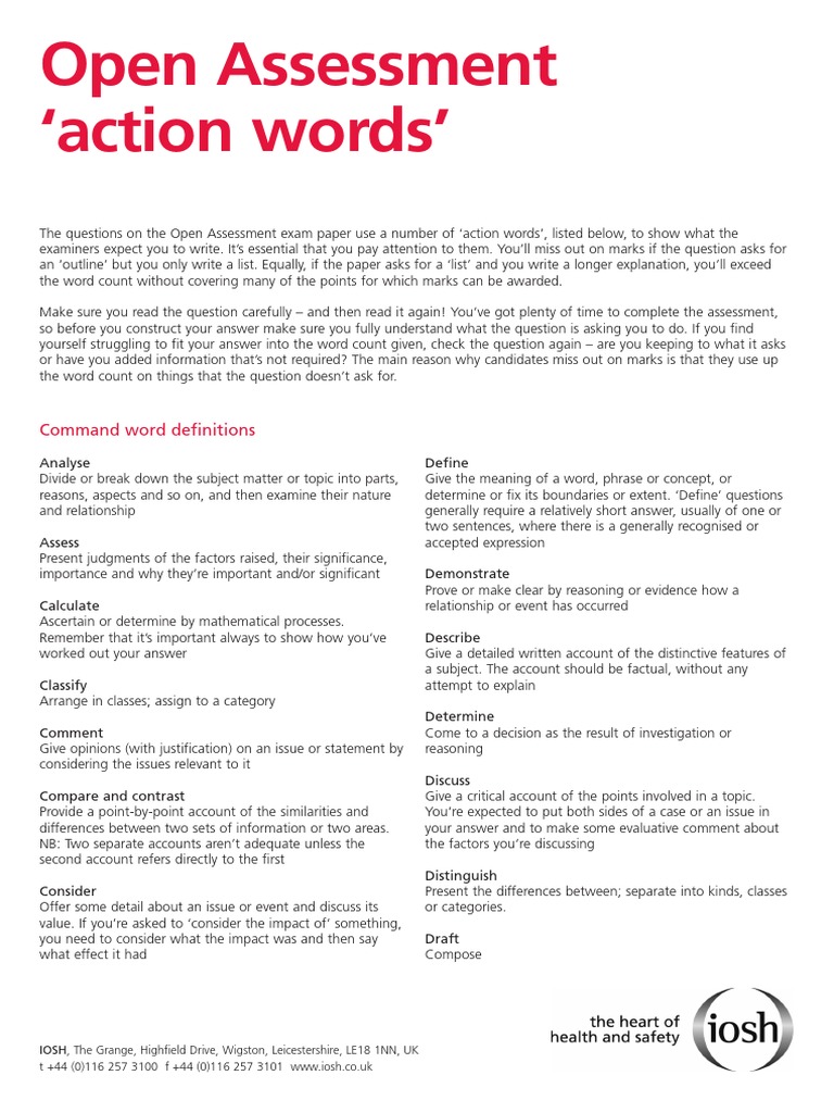 Open Assessment Action Words': Command Word Definitions | PDF ...