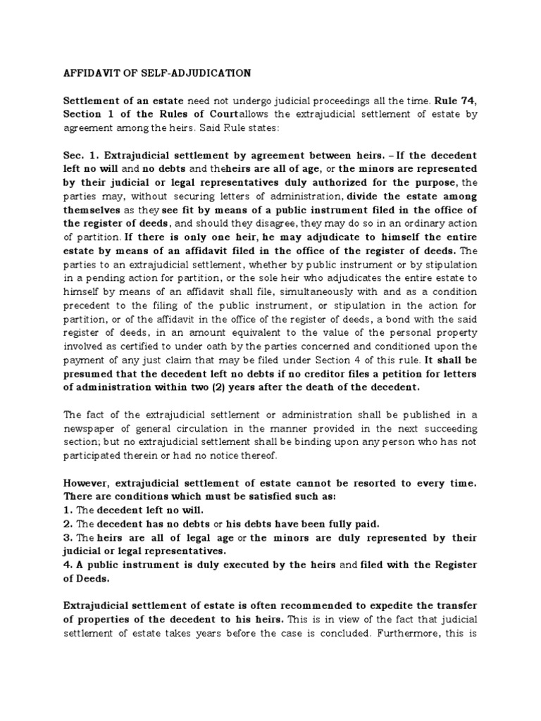 Extrajudicial Estate Settlement Guide | PDF | Estate Tax In The United ...