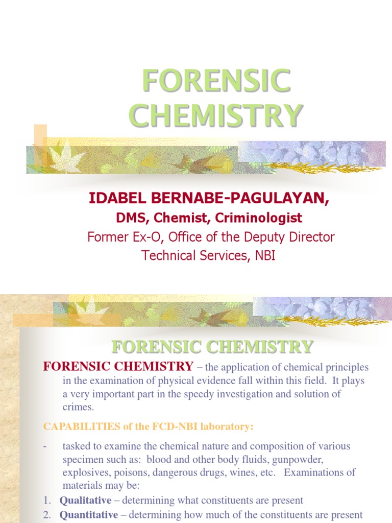 An Overview of the Capabilities and Sections of the Forensic Chemistry ...