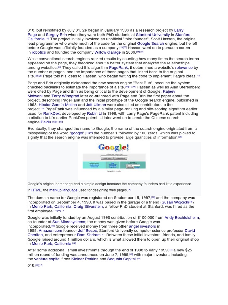 Google's Original Homepage Had A Simple Design Because The Company ...