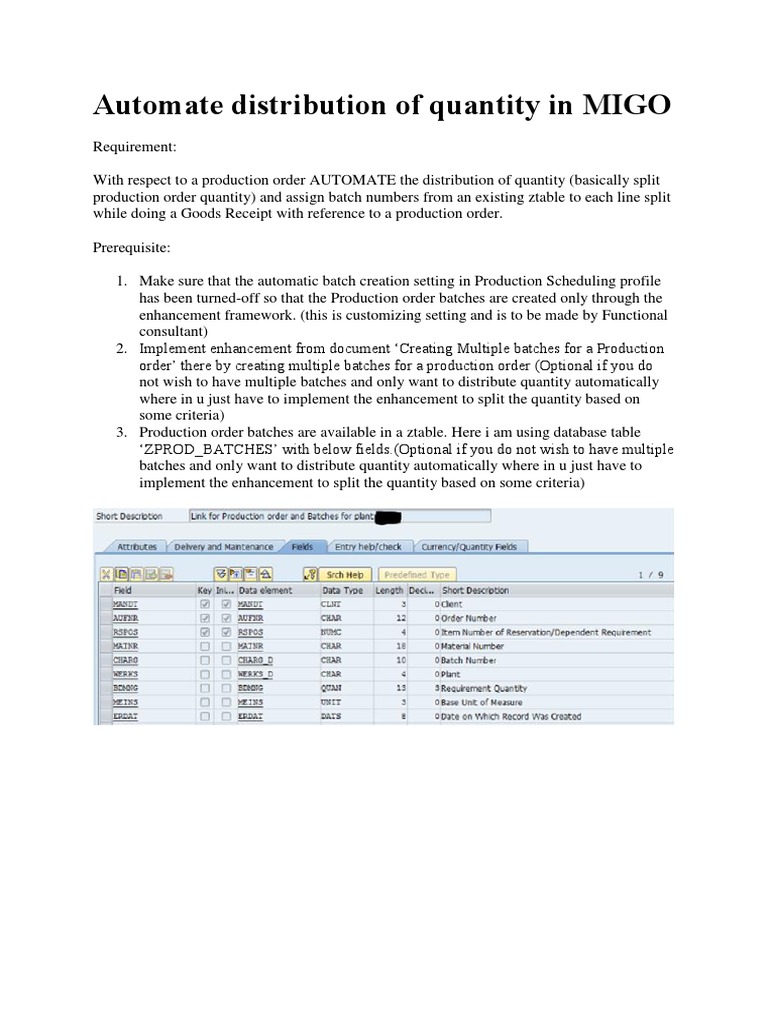 Automate Distribution of Quantity in MIGO | PDF | Areas Of Computer Science | Software Engineering