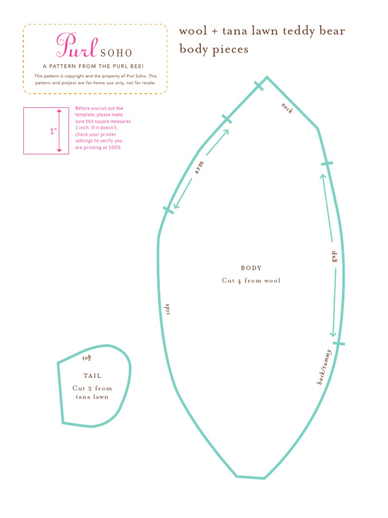 Wool + Tana Lawn Teddy Bear Body Pieces | PDF | Business
