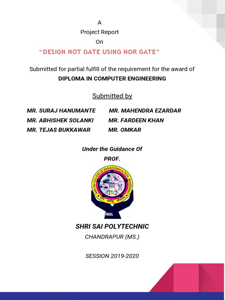 "Design Not Gate Using Nor Gate": Submitted by | PDF