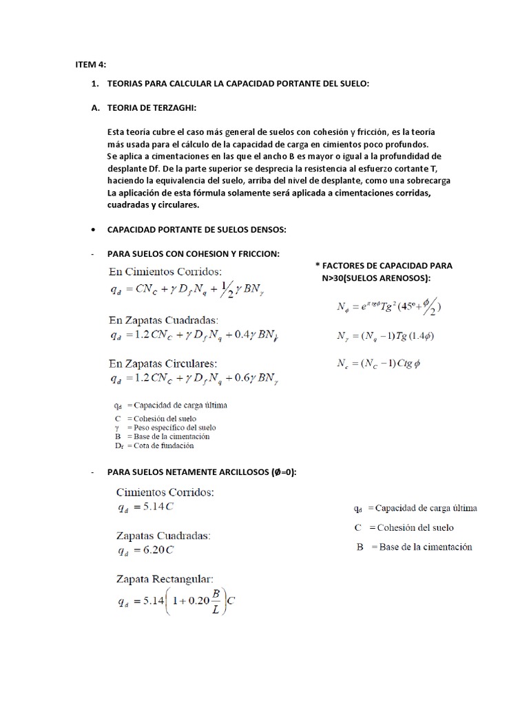 Formula Terzaghi y Meyerhoff | PDF