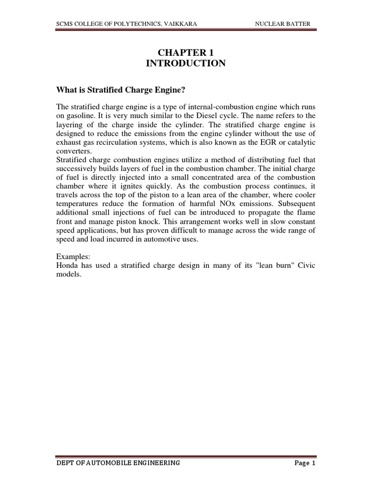 What Is Stratified Charge Engine? | PDF | Internal Combustion Engine ...