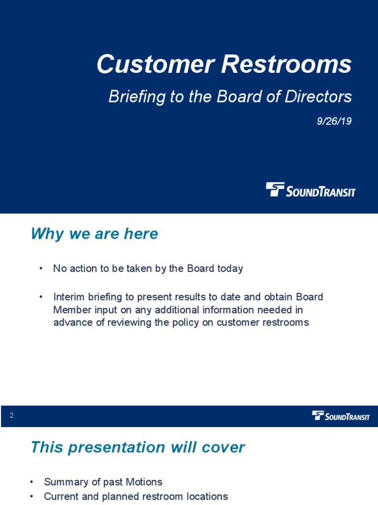 Sound Transit - Public Restroom Policy Update - September 2019 | PDF ...