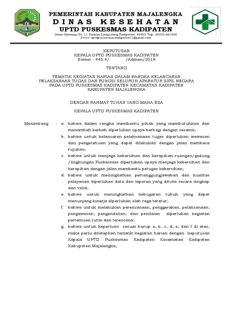 SK Tematik PKM Kadipaten | PDF