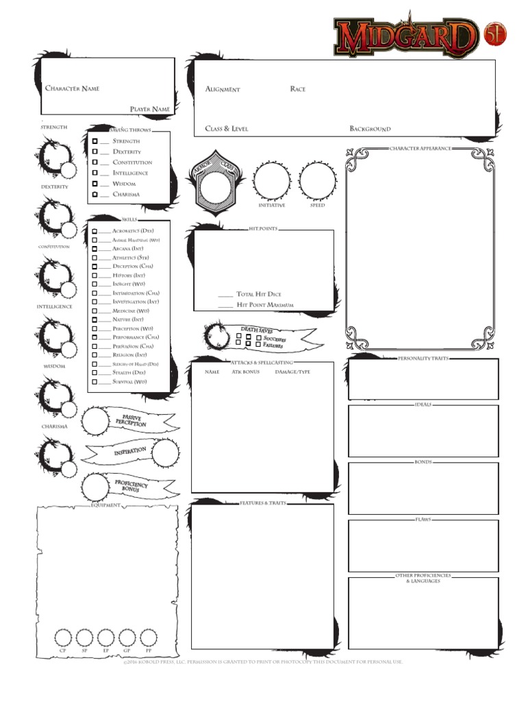 Scheda Midgard | PDF | D20 System | Fantasy Role Playing Games