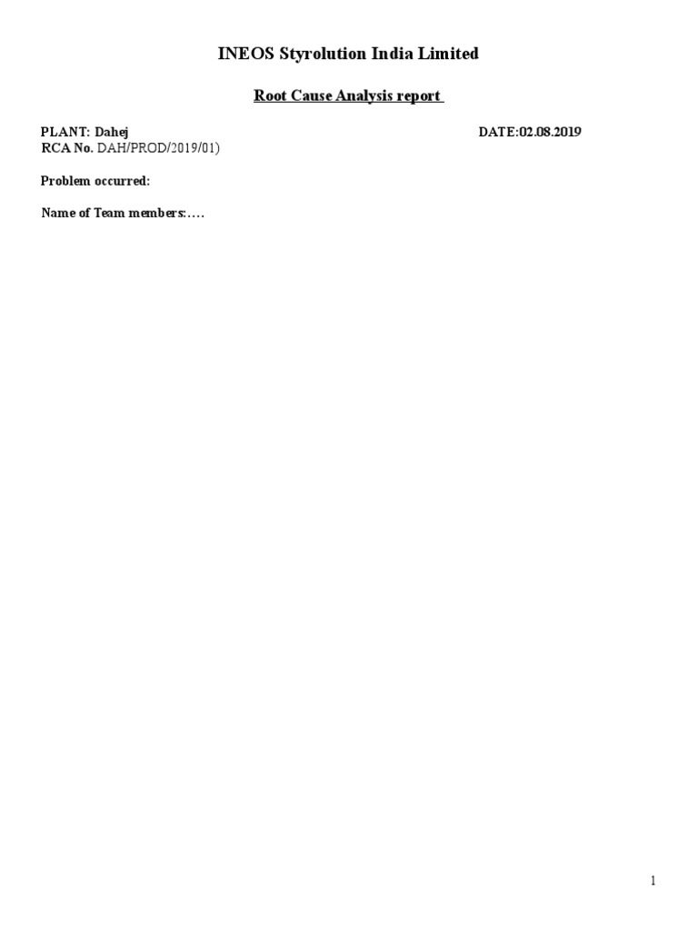 Root Cause Analysis Report Template | PDF