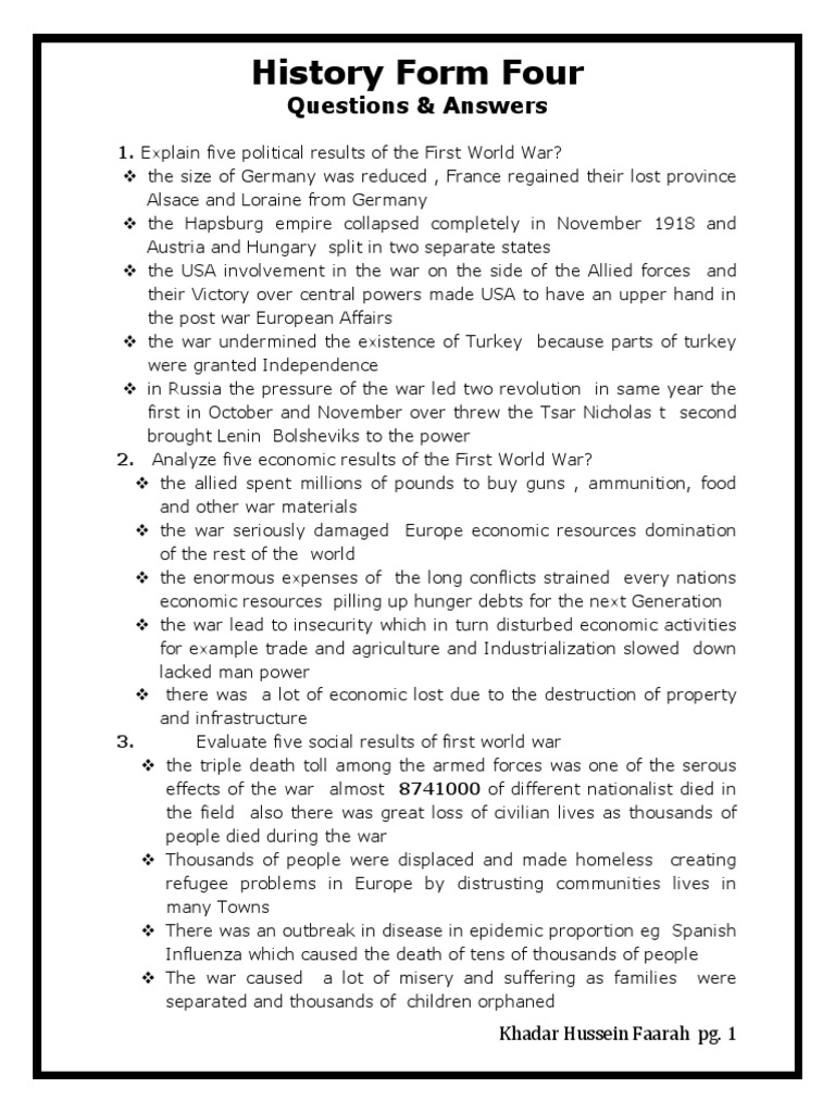 History Form Four: Questions & Answers | PDF | African Union | United ...