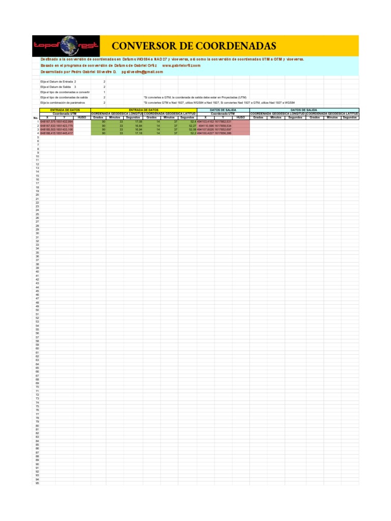 Conversor de Coordenadas GTM UTM GEO | PDF | Datos geográficos e información | Modelado científico