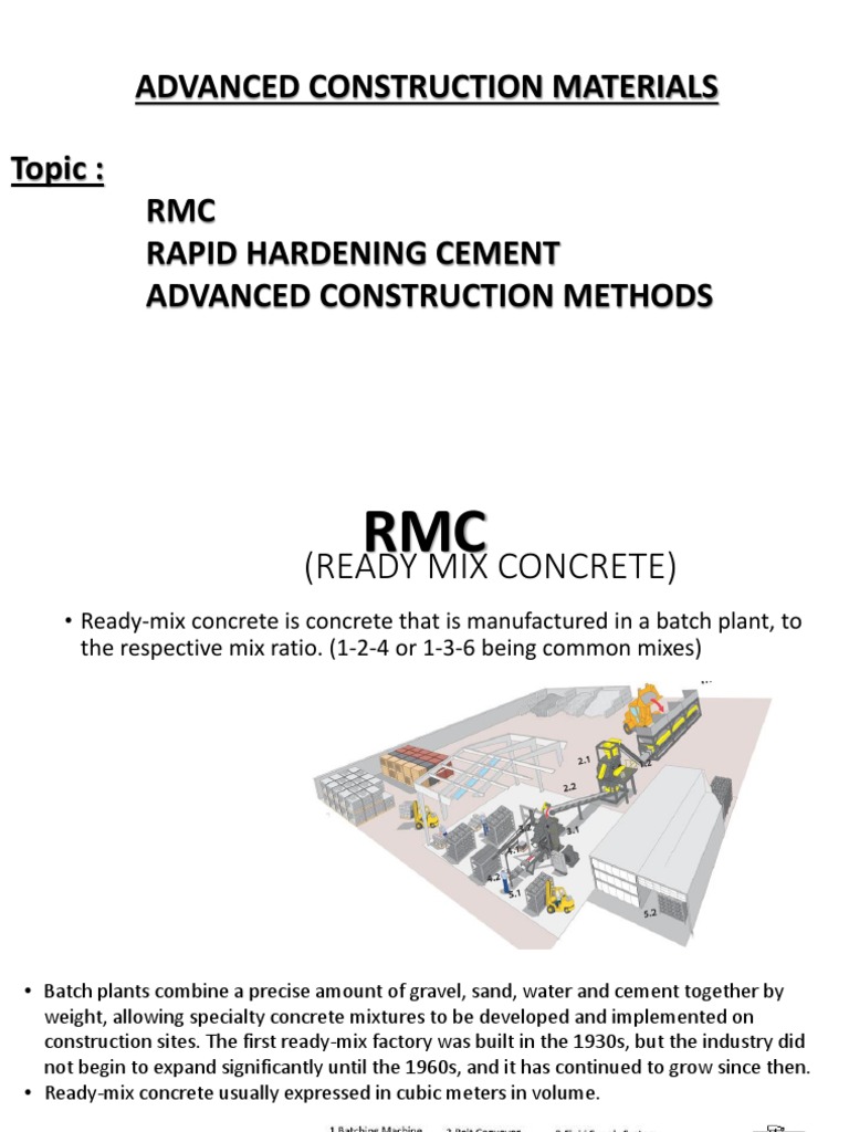 Advanced Construction Materials Topic: RMC Rapid Hardening Cement ...