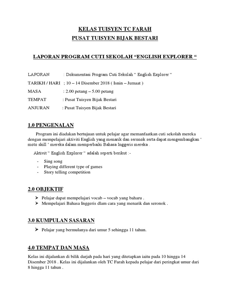 Kelas Tuisyen TC Farah (Eng Explorer) | PDF