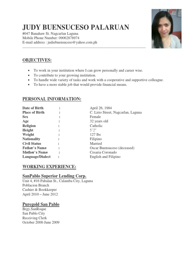 Resume Judy Palaruan 2015 | PDF | Business