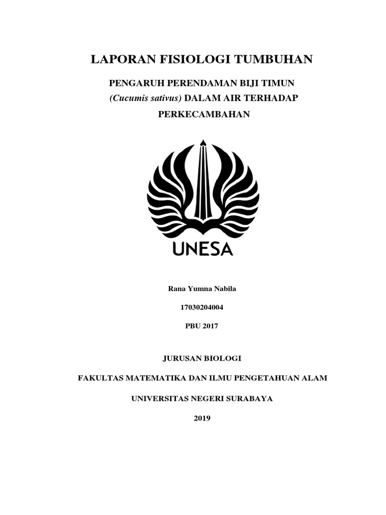 Pengaruh Lama Perendaman Biji Timun LAPORAN FISIOLOGI TUMBUHAN | PDF ...