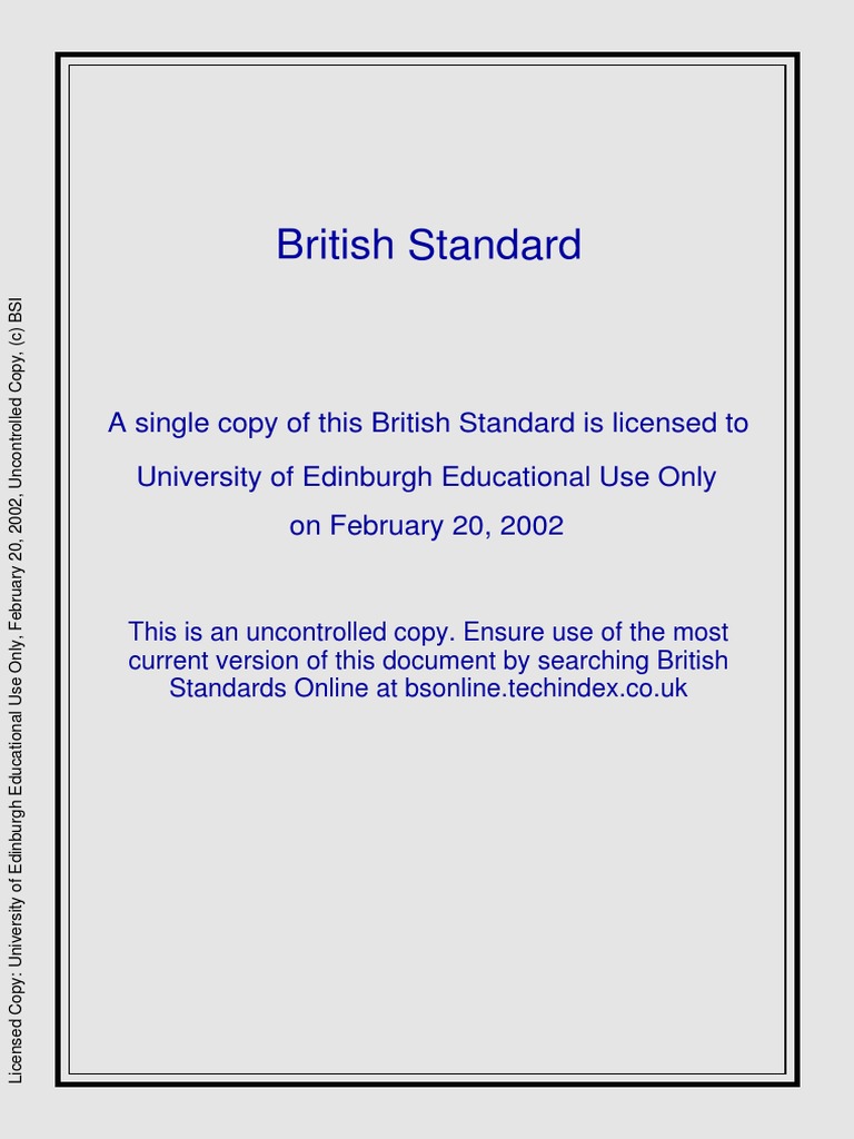 British Standard: A Single Copy of This British Standard Is Licensed To ...