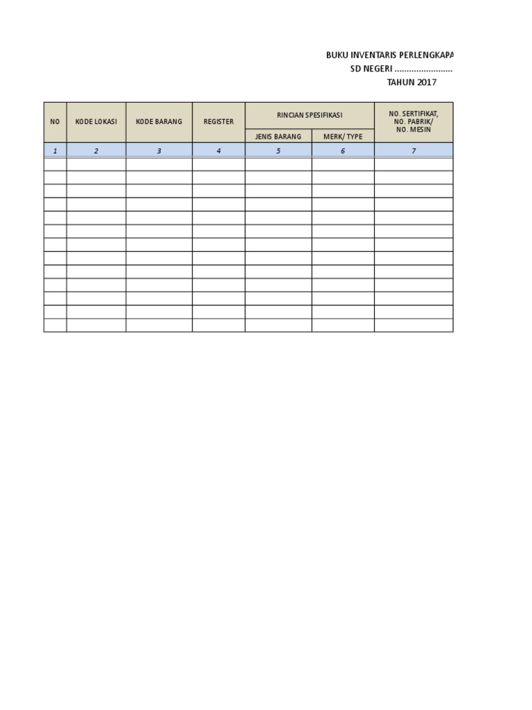 Format Buku Inventaris Perlengkapan Barang JCP | PDF