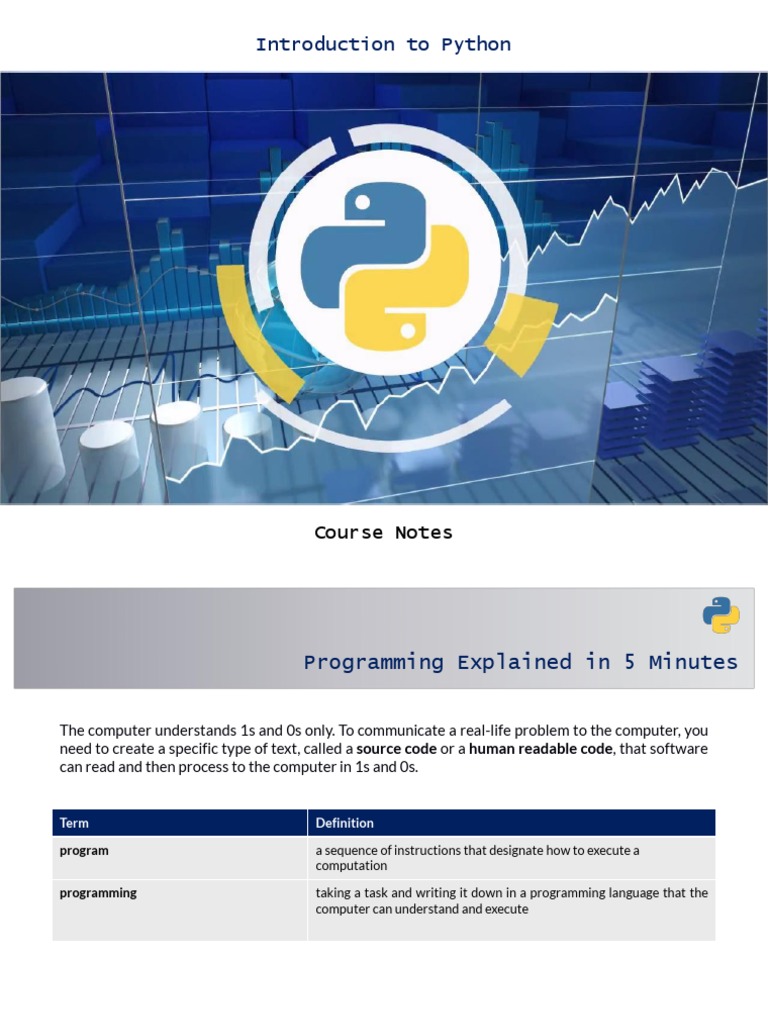 11.1 Python Introduction - Course Notes PDF | PDF | Parameter (Computer ...