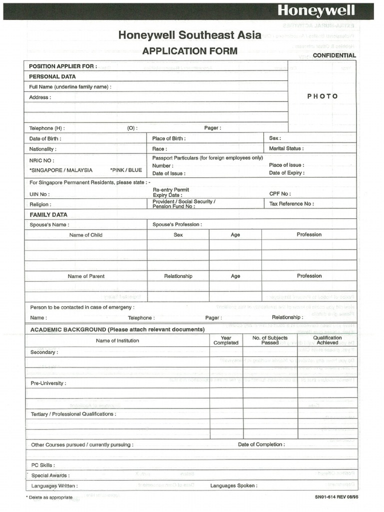 Honeywell Application Form - ACS | PDF