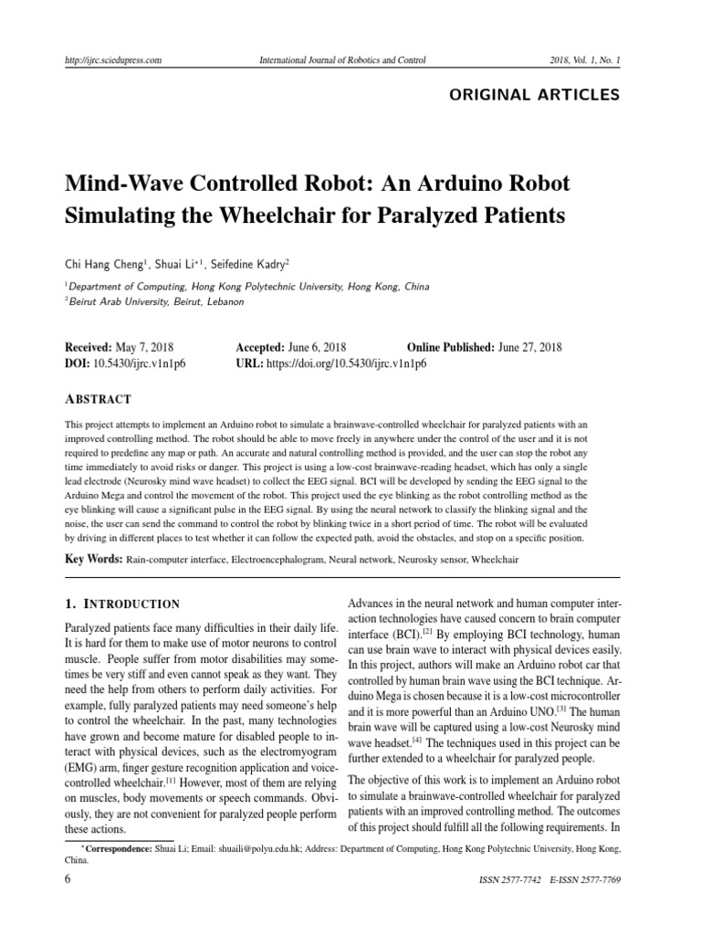 Mind-Wave Controlled Robot: An Arduino Robot Simulating The Wheelchair ...