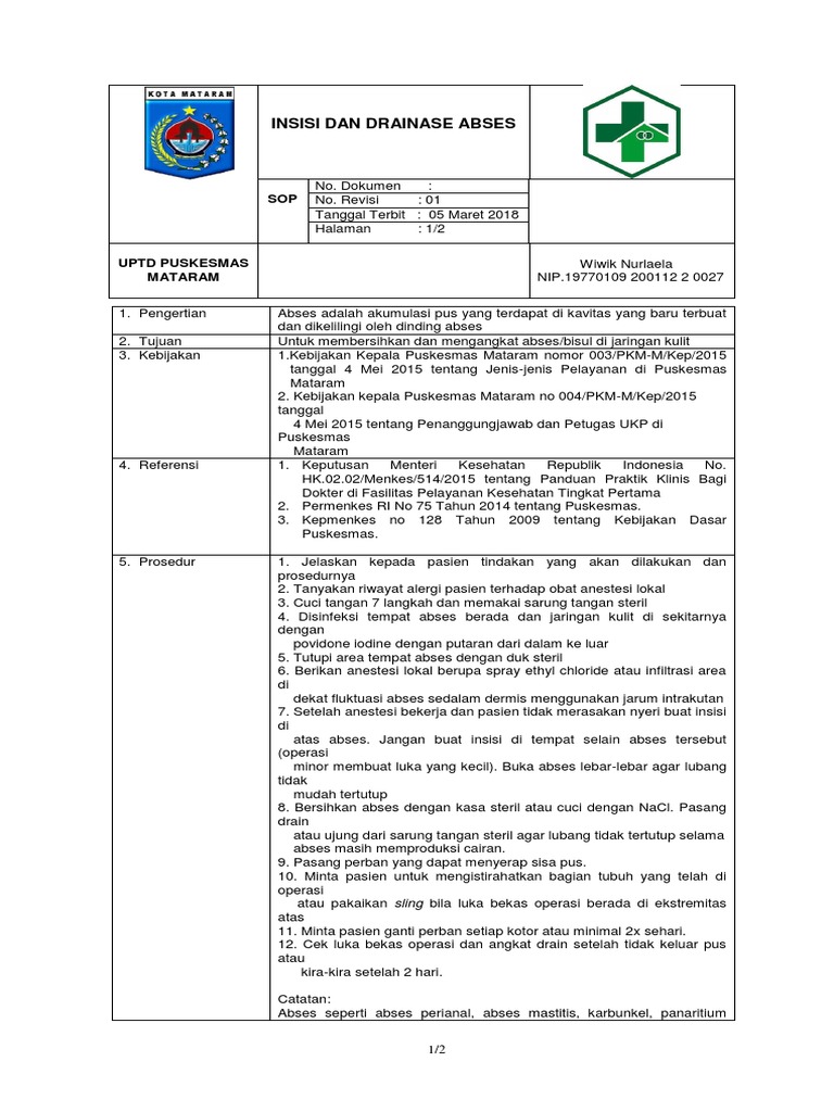 Prosedur Insisi dan Drainase Abses | PDF